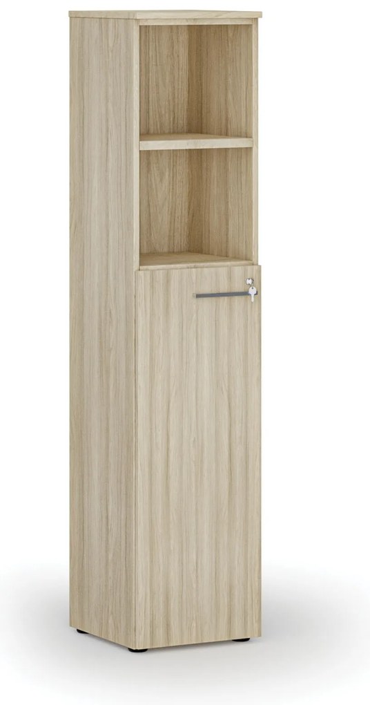 Kombinovaná kancelářská skříň PRIMO WOOD, dveře na 3 patra, 400 x 420 x 1781 mm, dub přírodní