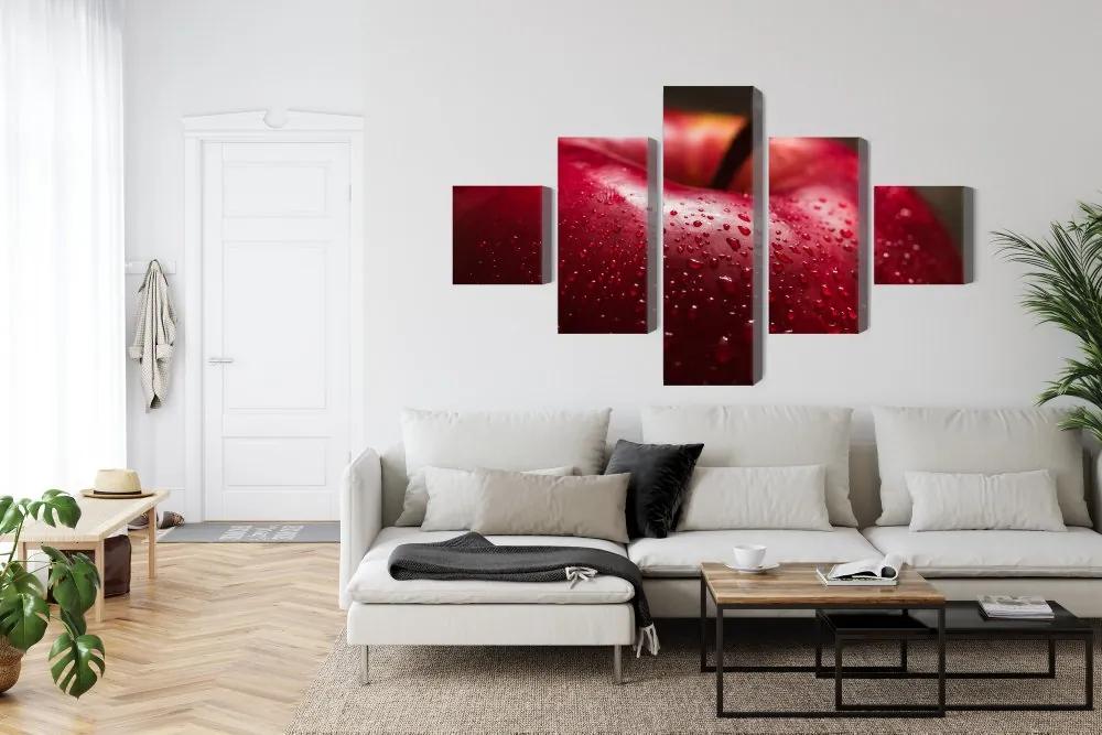 Vícedílný obraz Červené Jablko V Makro Měřítku Nedostatek Nedostatek Přírodní plátno 200x120