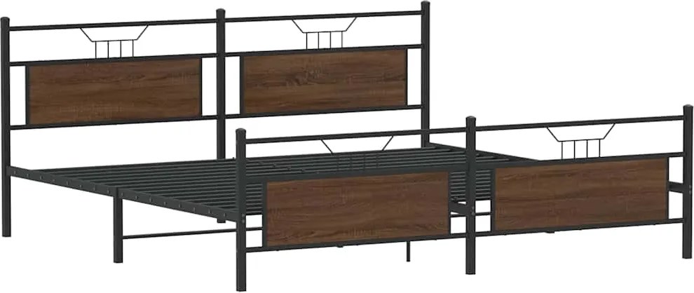 Kovový rám postele bez matrace hnědý dub 200 x 200 cm 3325106