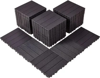 zámkové palubkové dlaždice 54 Kusů 30,5 × 30,5 cm vodotěsné pro verandu tmavě hnědá