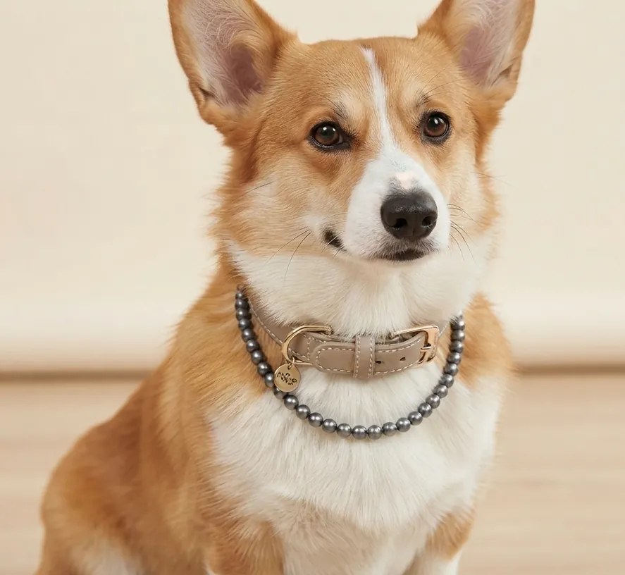 Pet Amour PA náhrdelník pro psy z perel šedý 6 mm Velikost: S