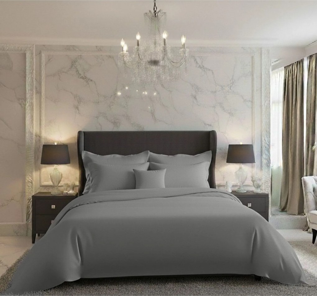 Saténové povlečení LUXURY COLLECTION tmavě šedé - 1x 140/220, 1x 70/90cm