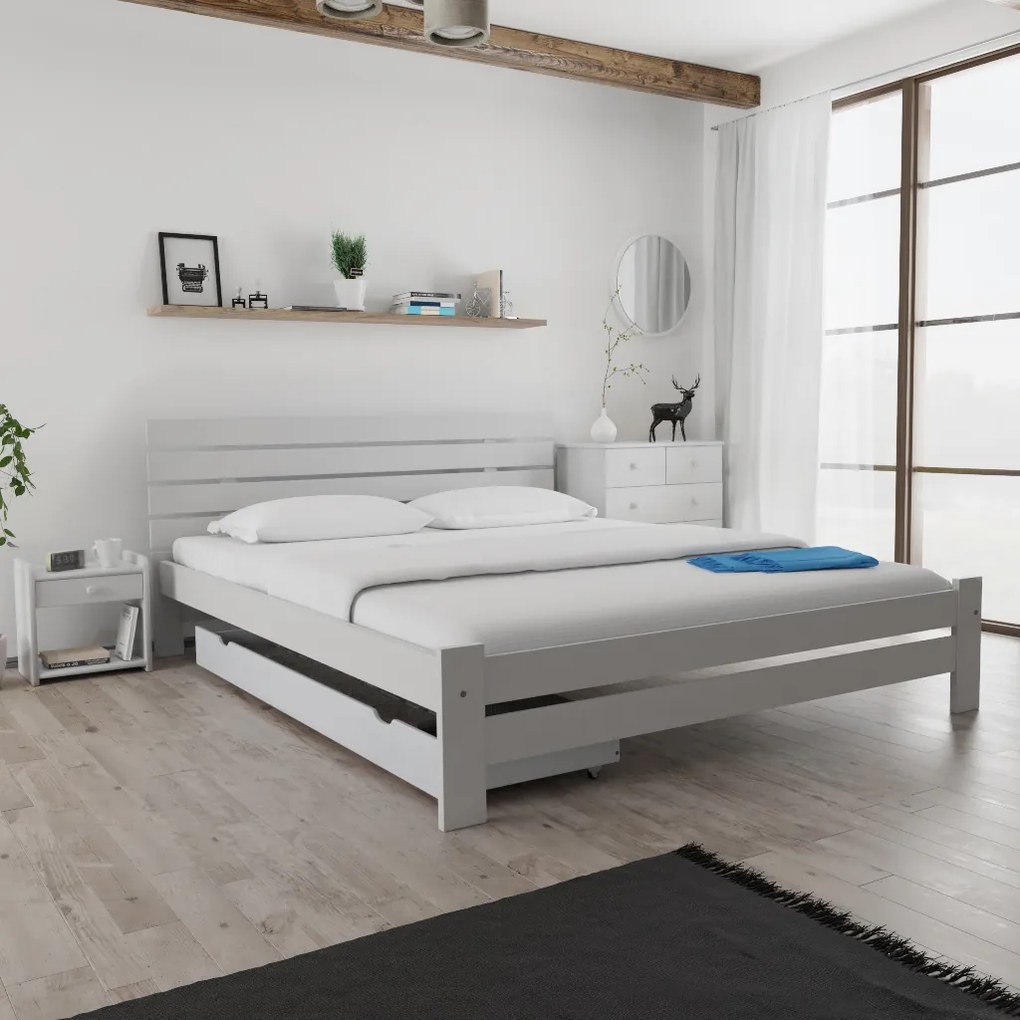 Postel PARIS zvýšená 180 x 200 cm, bílá Rošt: S laťkovým roštem, Matrace: Matrace Coco Maxi 20 cm