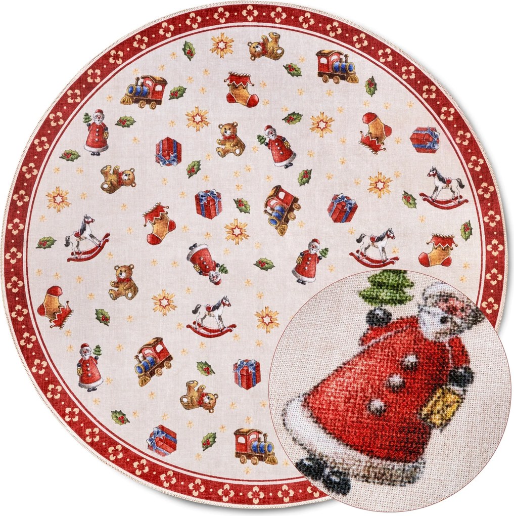 Villeroy & Boch Kusový koberec Toy's delight s potiskem 106192 Red, Multicolor kruh, 150x150 (průměr) kruh, červená, obývací pokoj