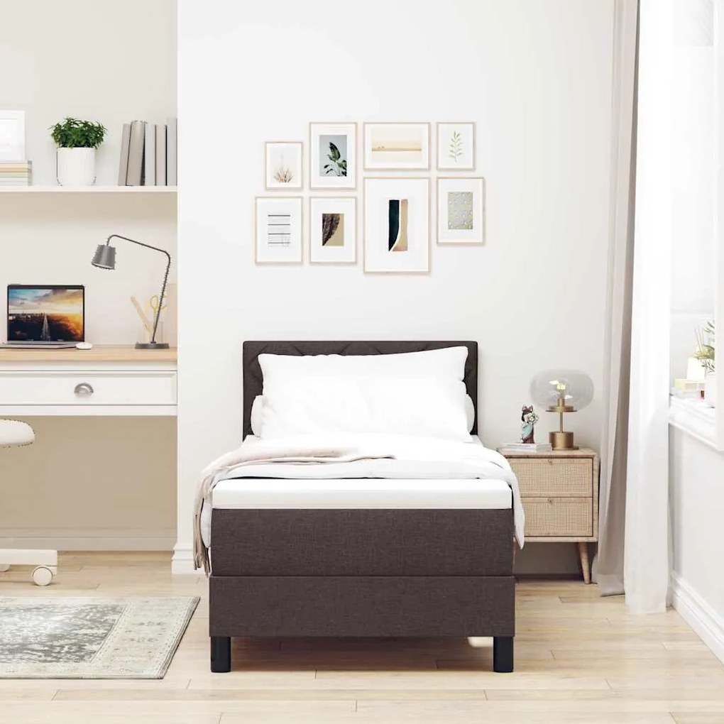 Postel s boxspringem s čelo Tmavě hnědá 80 x 200 cm textil 3338723