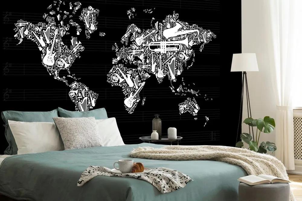 Samolepící tapeta hudební mapa světa - 150x100 cm