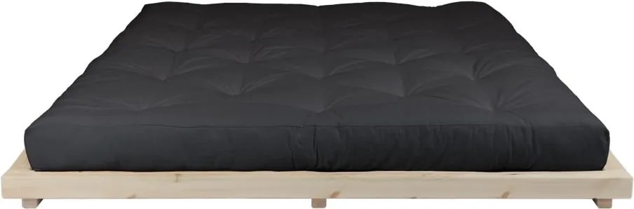 Dvoulůžková postel z borovicového dřeva s matrací Karup Design Dock Comfort Mat Natural Clear/Black, 180 x 200 cm