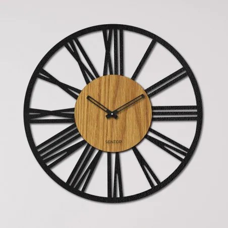 Moderní dřevěné nástěnné hodiny rýmské - Luxusní design | SENTOP HDFK028-dub