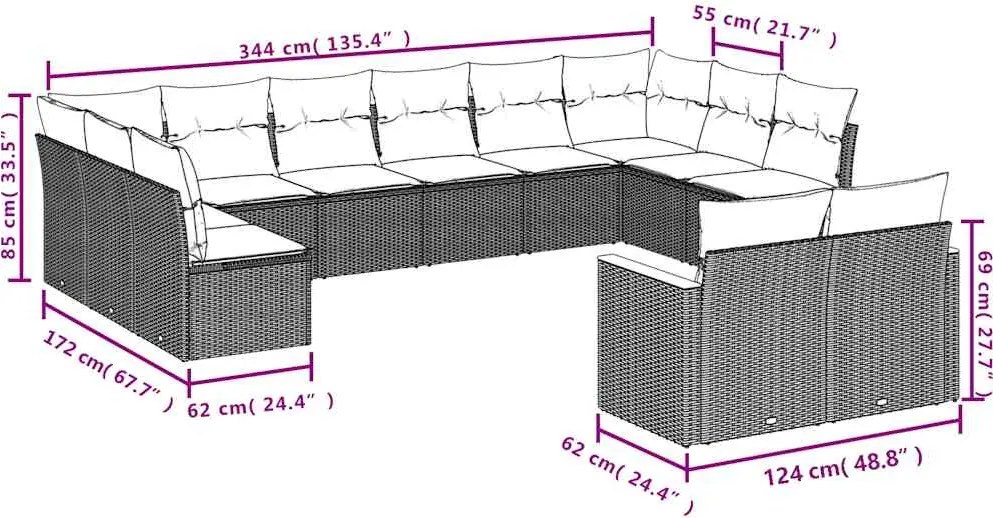 13dílná zahradní sedací souprava s polštáři černá polyratan 3226456