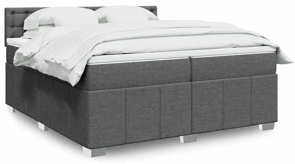 Box spring postel s matrací tmavě šedá 200x200 cm textil