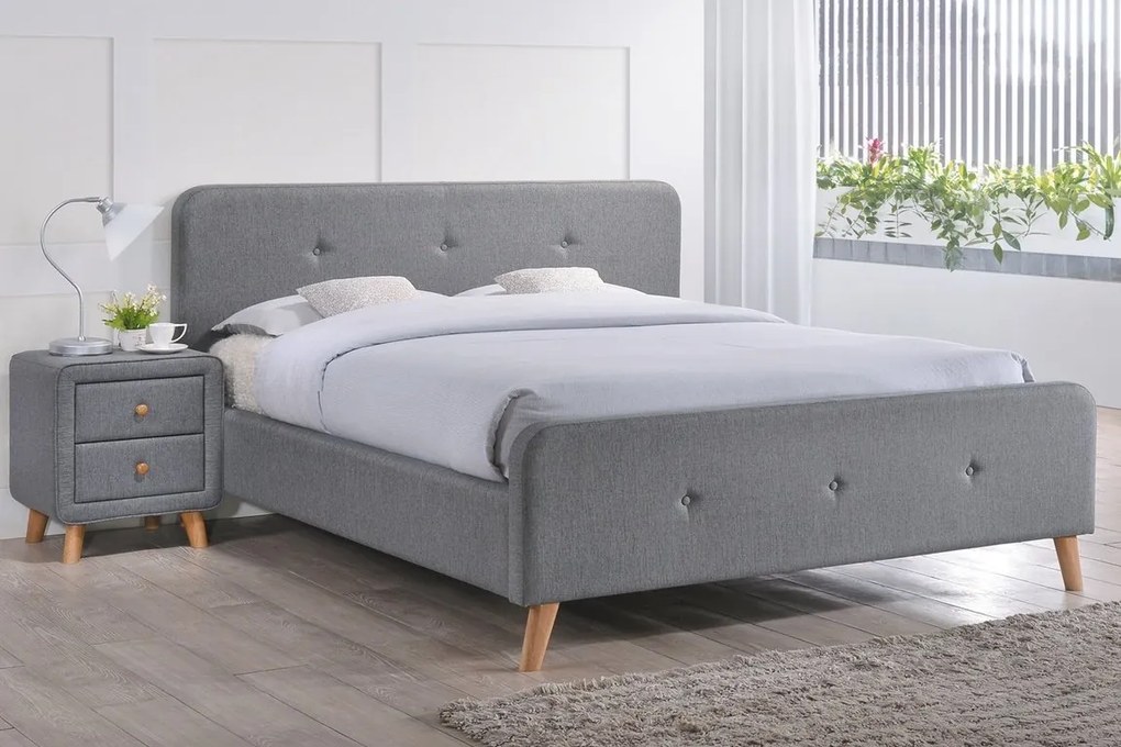 Čalouněná postel CS11472, šedá látka, 160x200 cm