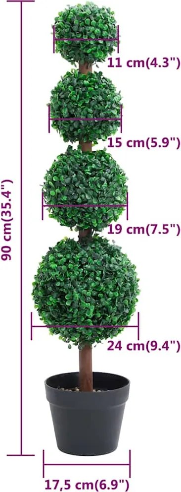 Umělý zimostráz ve tvaru koule s květináčem zelený 90 cm 336512