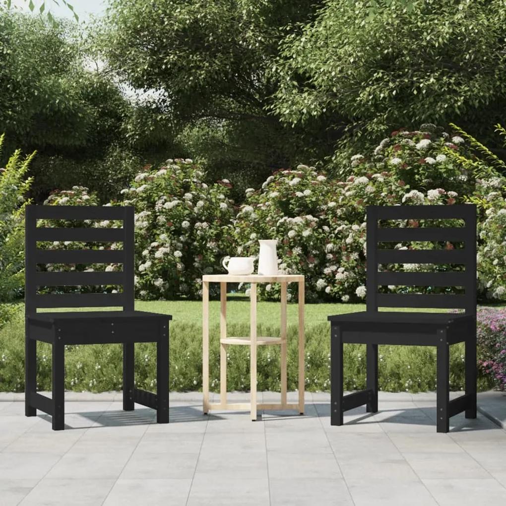 Zahradní židle 2 ks černé 40,5x48x91,5 cm masivní borové dřevo - Default Title
