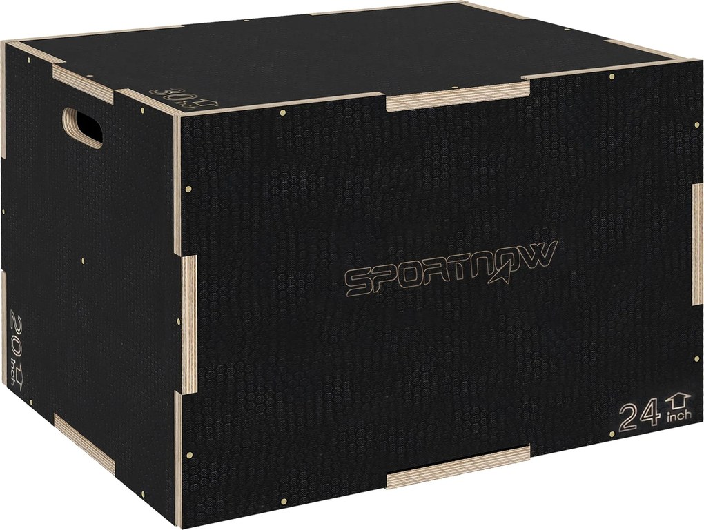 SPORTNOW Plyo box/jump box, robustní, 61 x 51 x 41 cm, černý, rukojeť 10x3,5 cm, do 120 kg