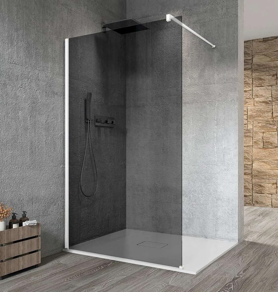 Gelco Vario - Sprchová stěna Walk-In, 80x200 cm, Coated Glass, bílá/kouřové sklo GX1380GX1015