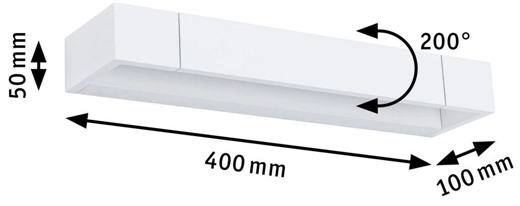 Paulmann 79515 Lucille, bílé nástěnné svítidlo s nastavitelným směrem svícení, 11W LED 2700K tříkrokové stmívání, délka 40cm, IP44