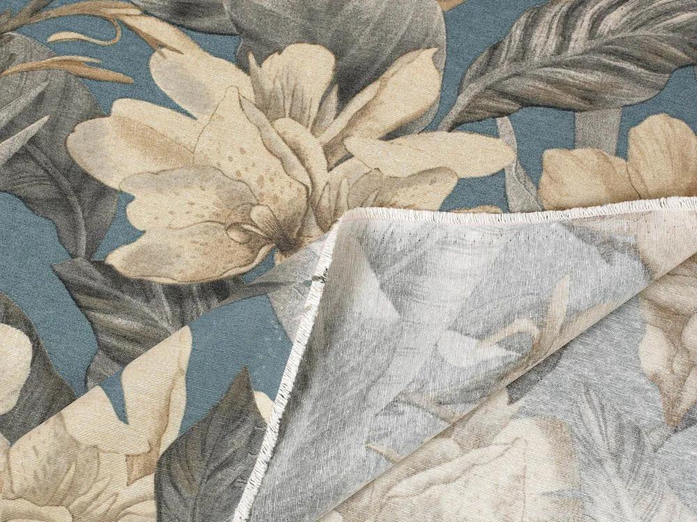 Biante Dekorační obdélníkový ubrus Porto PRT-005 Květy a listy na tmavě modrém 130x180 cm