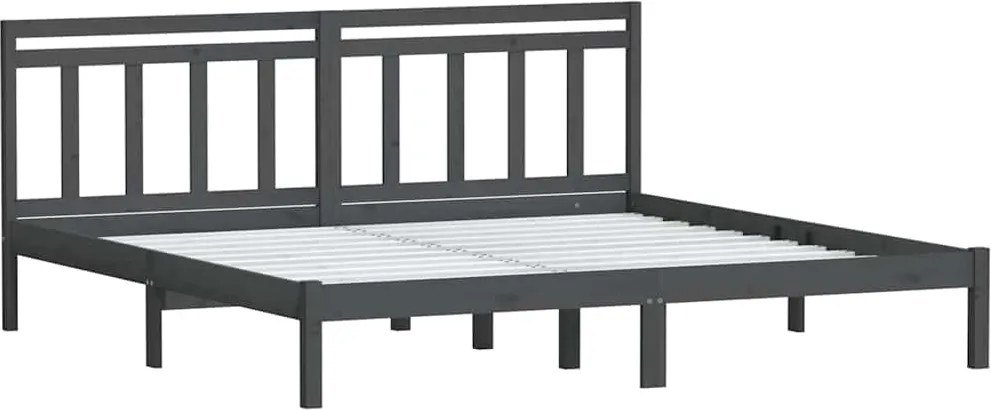 Rám postele šedý masivní borovice 200 x 200 cm 3100611