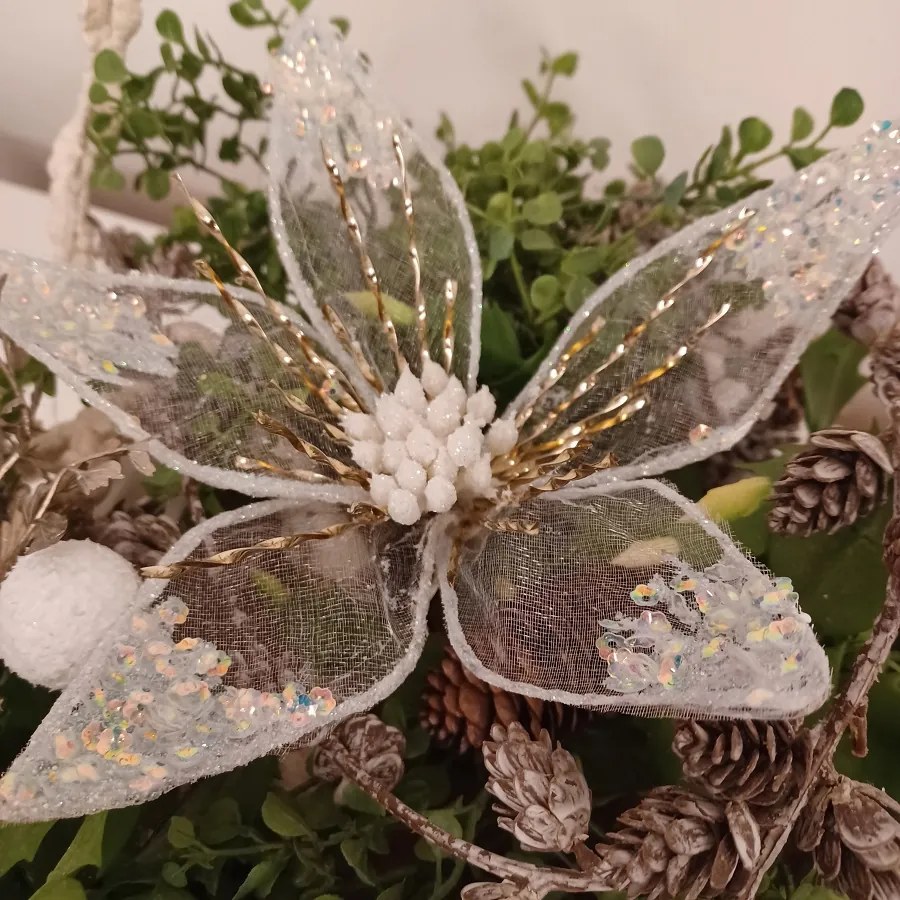 Dekorace umělý květ 20 cm, bílá