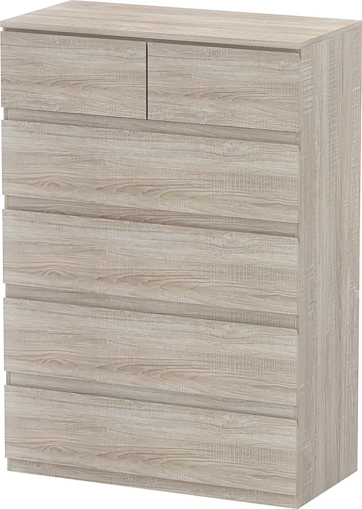HOMCOM Komoda se 6 šuplíky s minimalistickým designem bez úchytek - 80 x 39 x 115 cm - Přírodní dřevo