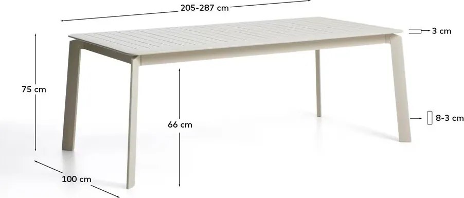 Kovový zahradní jídelní stůl 100x205 cm Brela – Kave Home