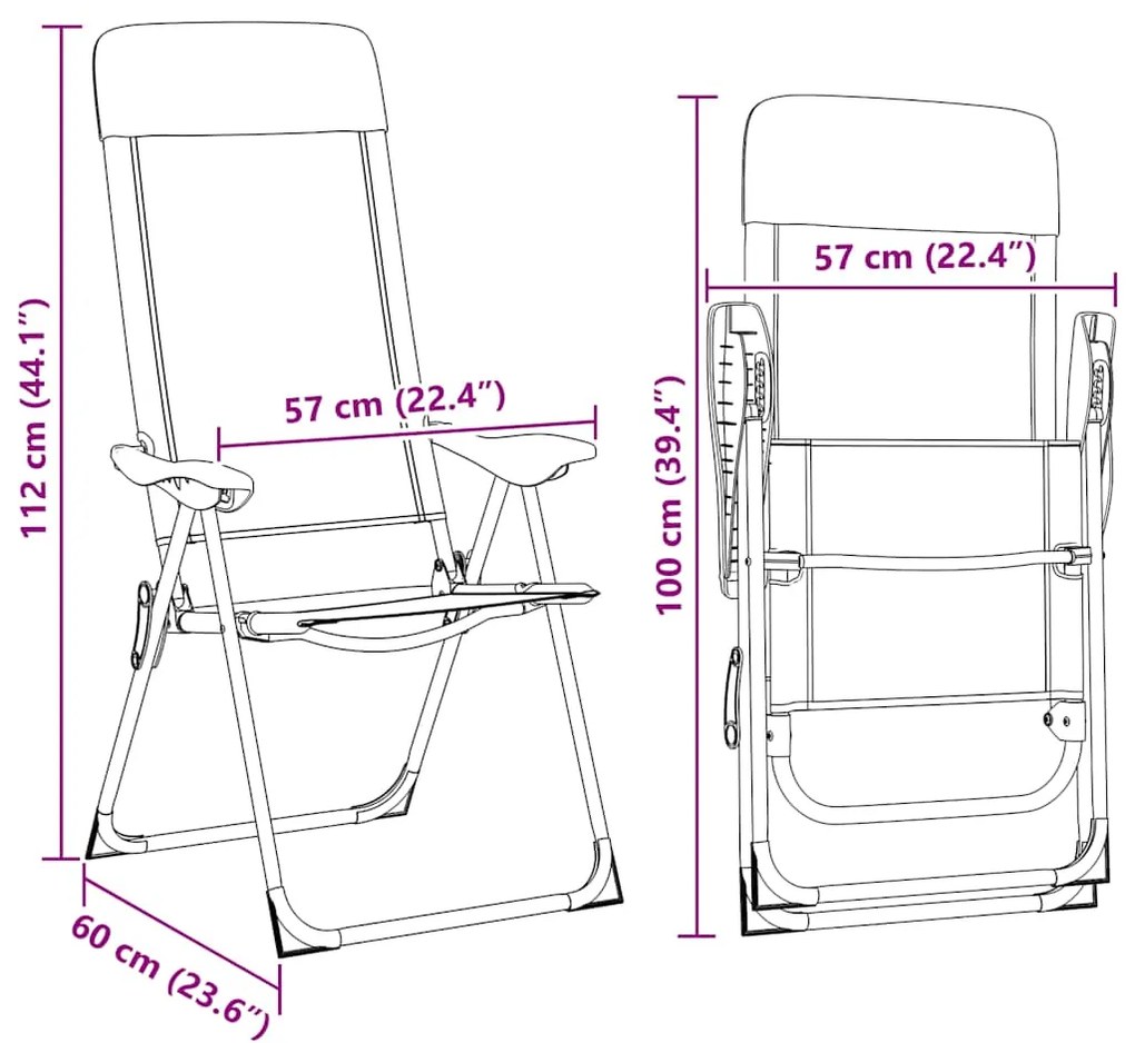 vidaXL Marketos Skládací kempingové židle 4 ks šedé hliníkové