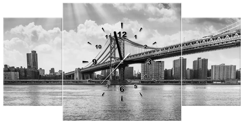 Gario Obraz s hodinami Brooklyn New York - 3 dílný Rozměry: 80 x 40 cm