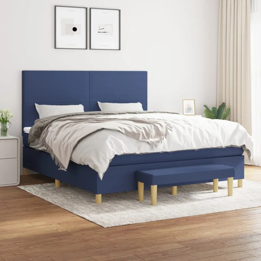 Box spring postel s matrací modrá 180x200 cm textil 3137019