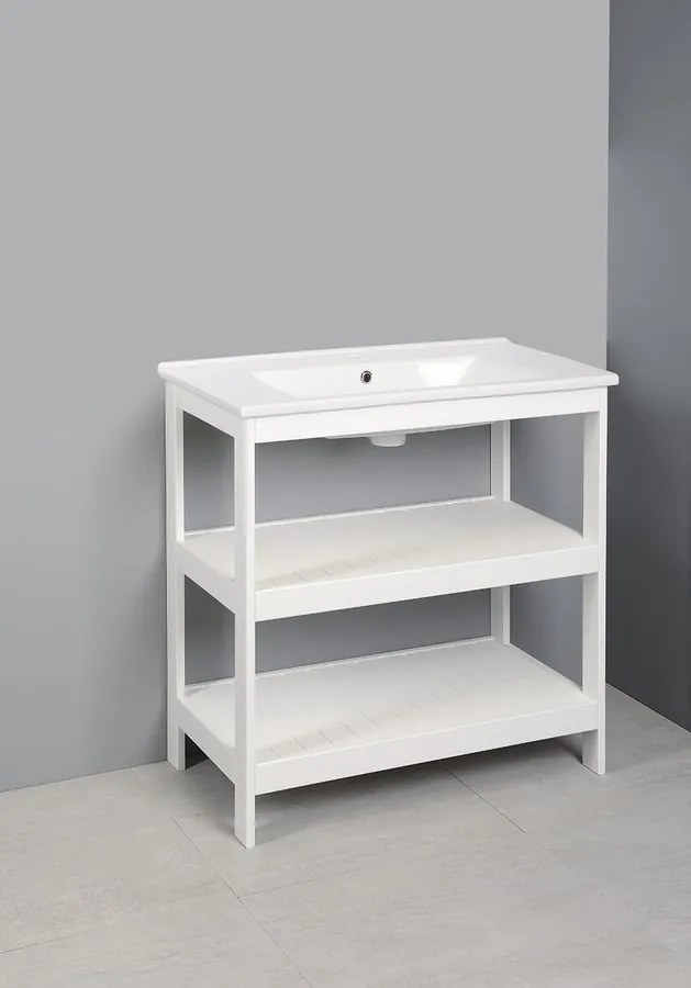 Aqualine Aqualine, ETIDE policová umyvadlová skříňka 81,5x86x44 cm, matná bílá, ET830