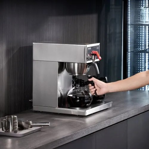 Komerční překapávací kávovar na 2,8 l se 3 skleněnými – 1,8 l, skleněná karafa