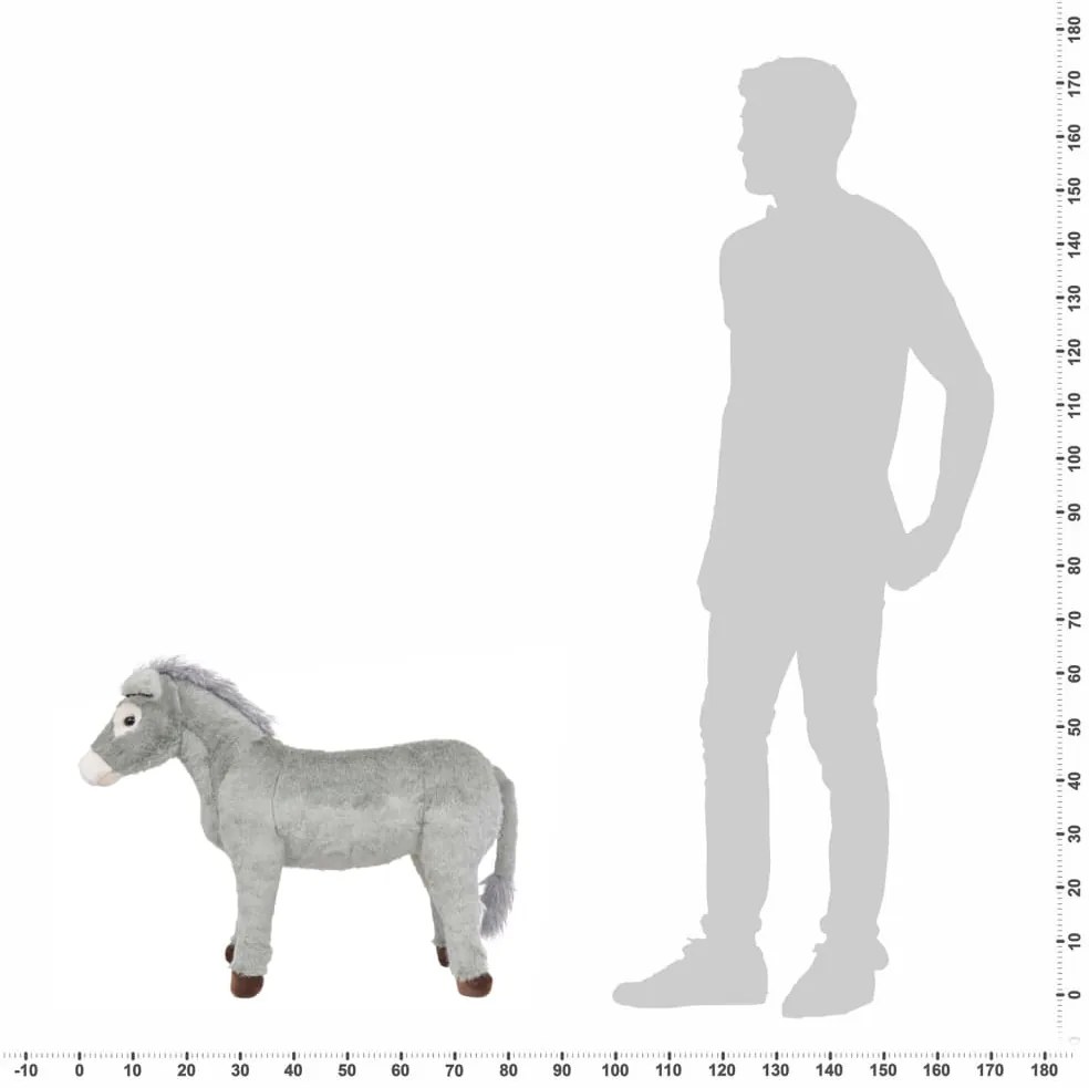 vidaXL Marketos Stojící plyšová hračka oslík šedý XXL