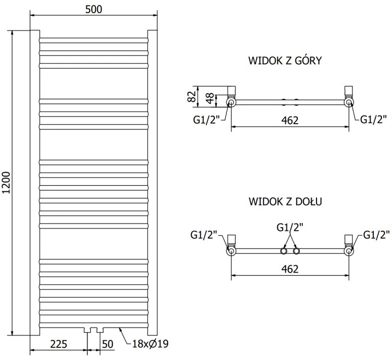 Mexen Yodo topné těleso 1200 x 500 mm, 389 W, černá, W113-1200-500-00-70
