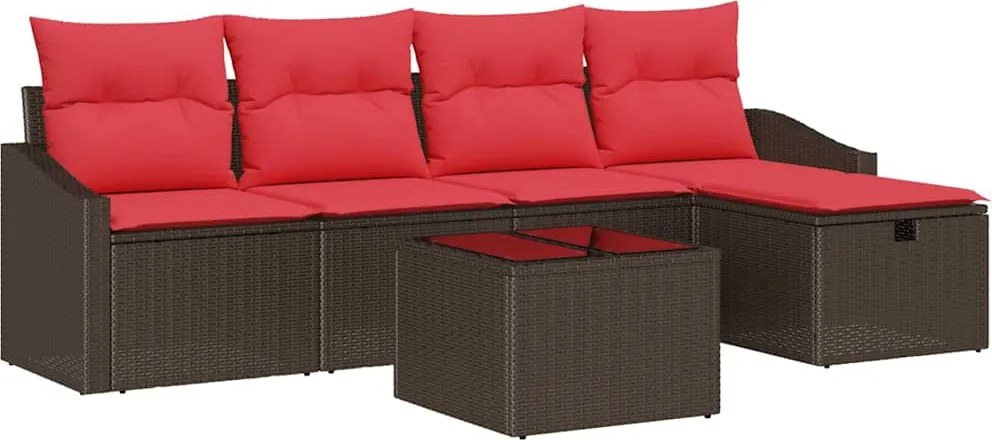 Set pohovek s polštářem s úložištěm Hnědá polyratan 3359273