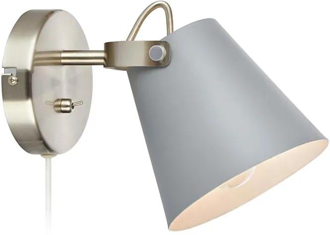 Markslojd 107396 TRIBE - Moderní nástěnná lampička s kabelem do zásuvky /  šedá | BIANO