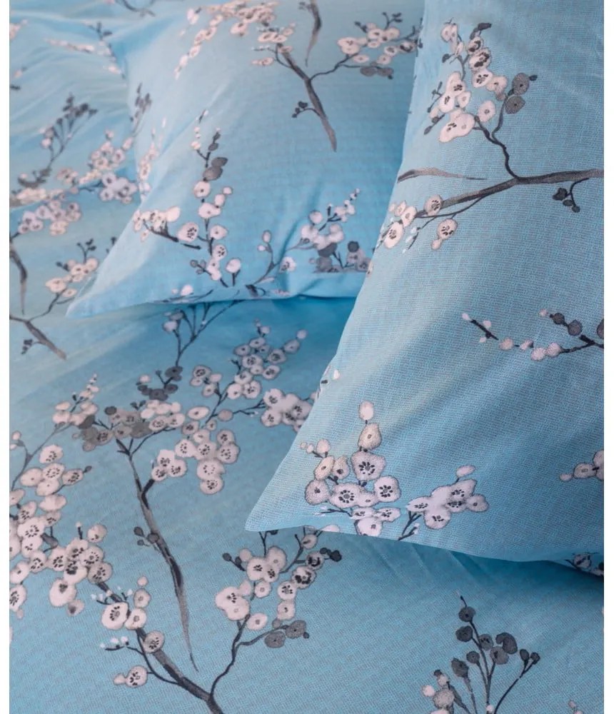 Modré povlečení na dvoulůžko/prodloužené z bavlny Renforcé 240x220 cm Blue Floral – Mila Home Luxury
