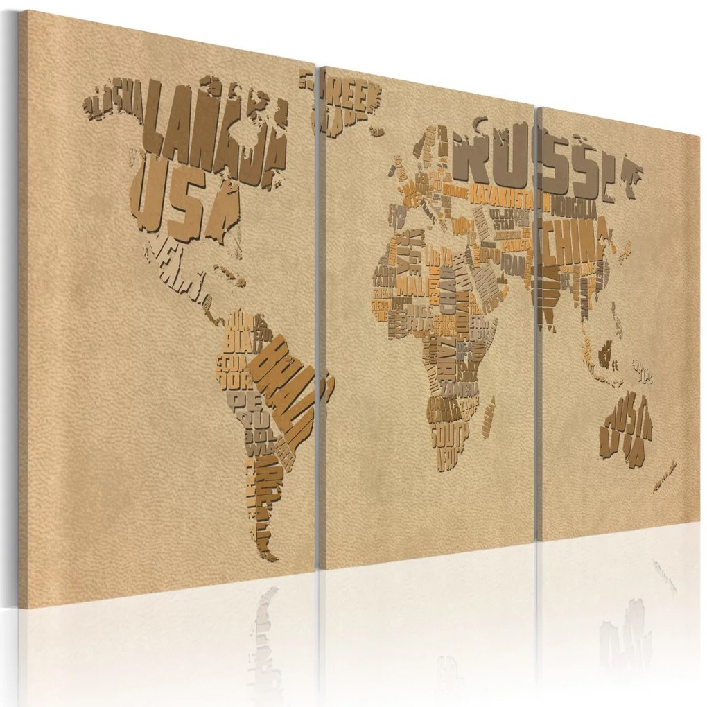 Obraz - The world map in beige and brown - 60x30