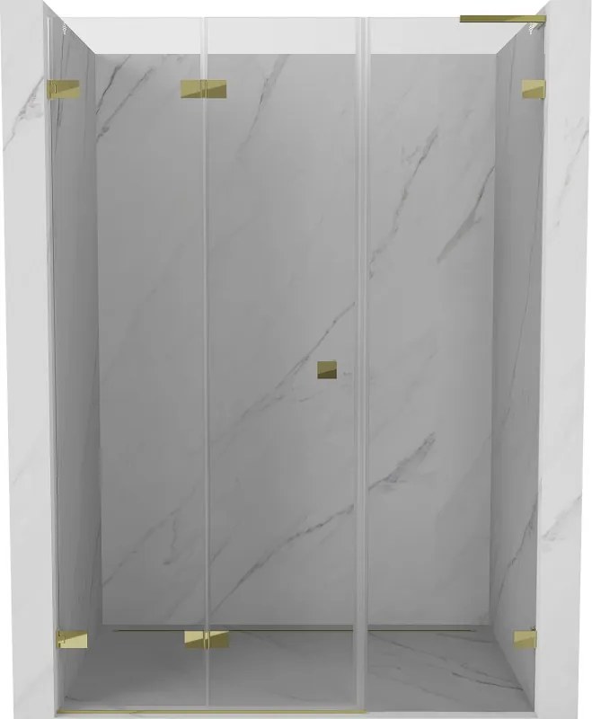 Mexen Lunar-F, L skládací levé sprchové dveře 110 cm, čiré sklo, zlatý profil, 836SL-110-050-50-00-L