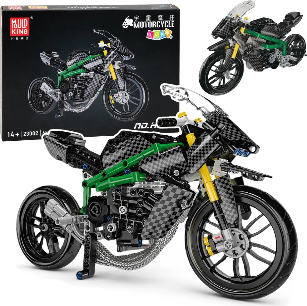 LEAN Toys Stavebnicové kostky – sportovní závodní motocykl, černý, 656 dílů