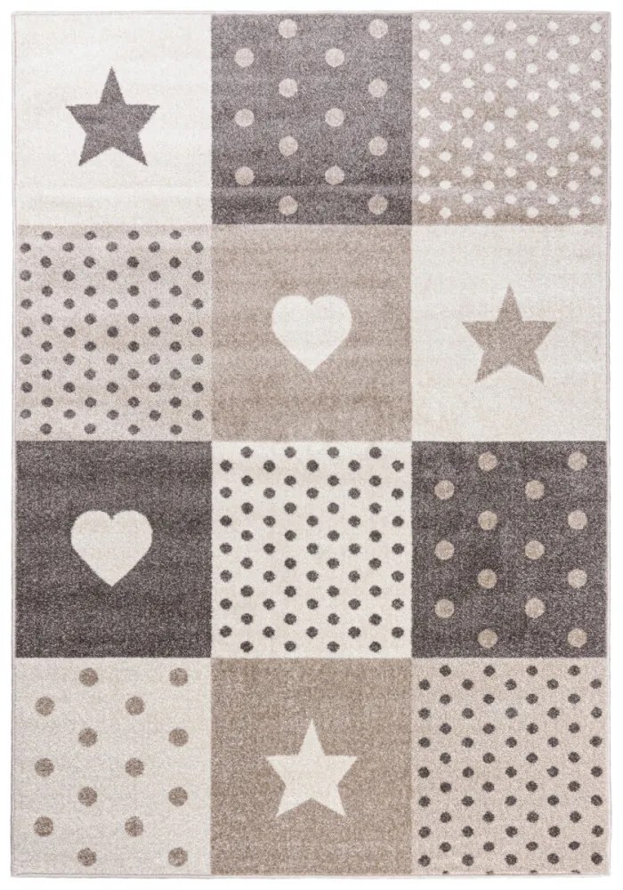 Dětský kusový koberec S puntíky béžový, Velikosti 160x229cm