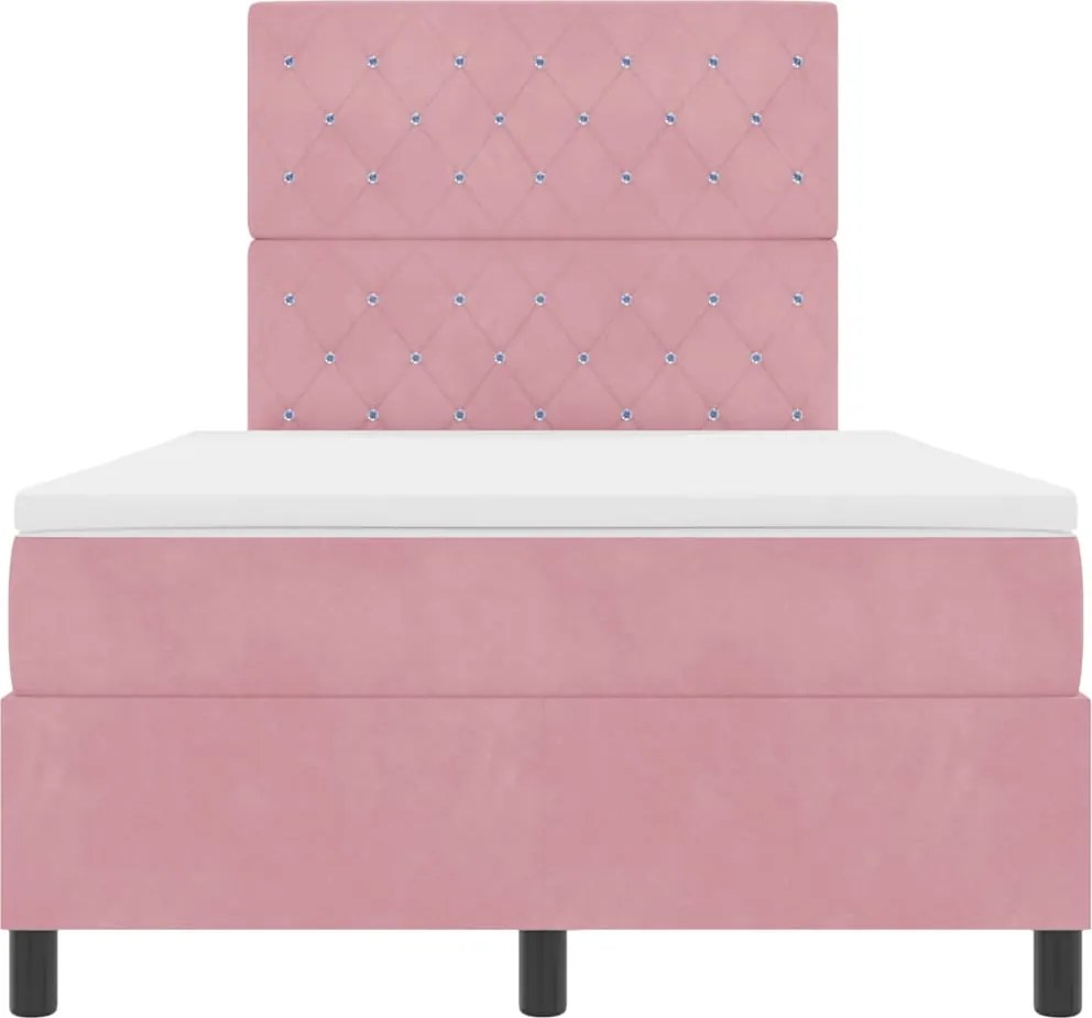Postel s boxspringem s matrací s čelo Růžová 120 x 190 cm samet 3339757
