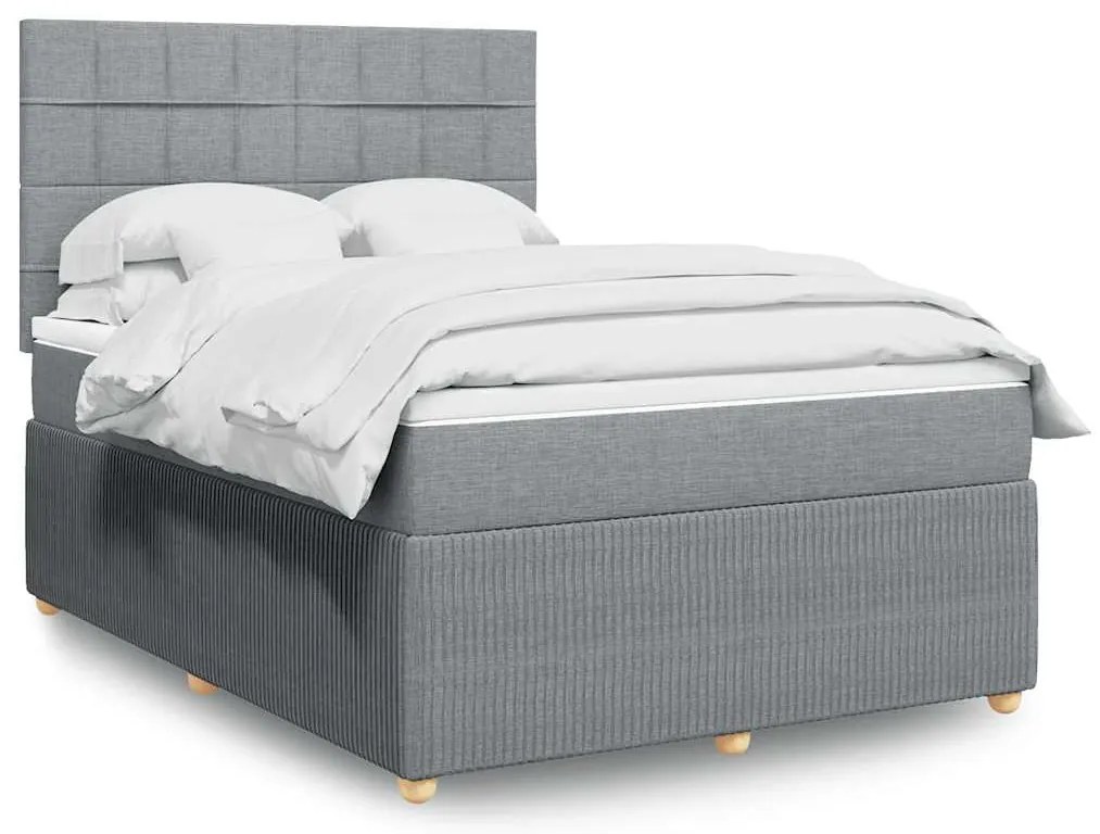 Box spring postel s matrací světle šedá 140 x 190 cm textil 3294351