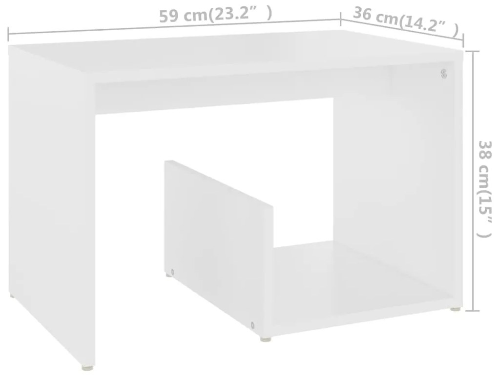Odkládací stolek bílý 59 x 36 x 38 cm dřevotříska - Default Title