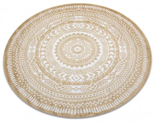 Dywany Łuszczów, Kusový koberec Napkin gold kruh, 140x140 (průměr) kruh, žlutá, chodba / předsíň