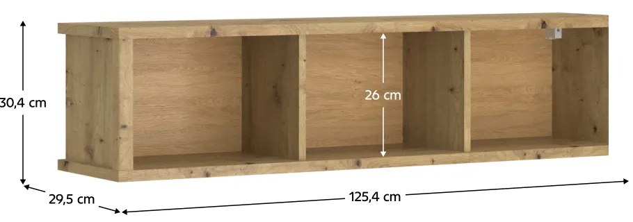 Kondela Visací regál 125, dub artisan, AIRON