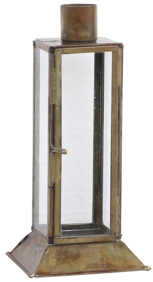 Mosazný antik kovový svícen na úzkou svíčku Forei - 6*6*16cm