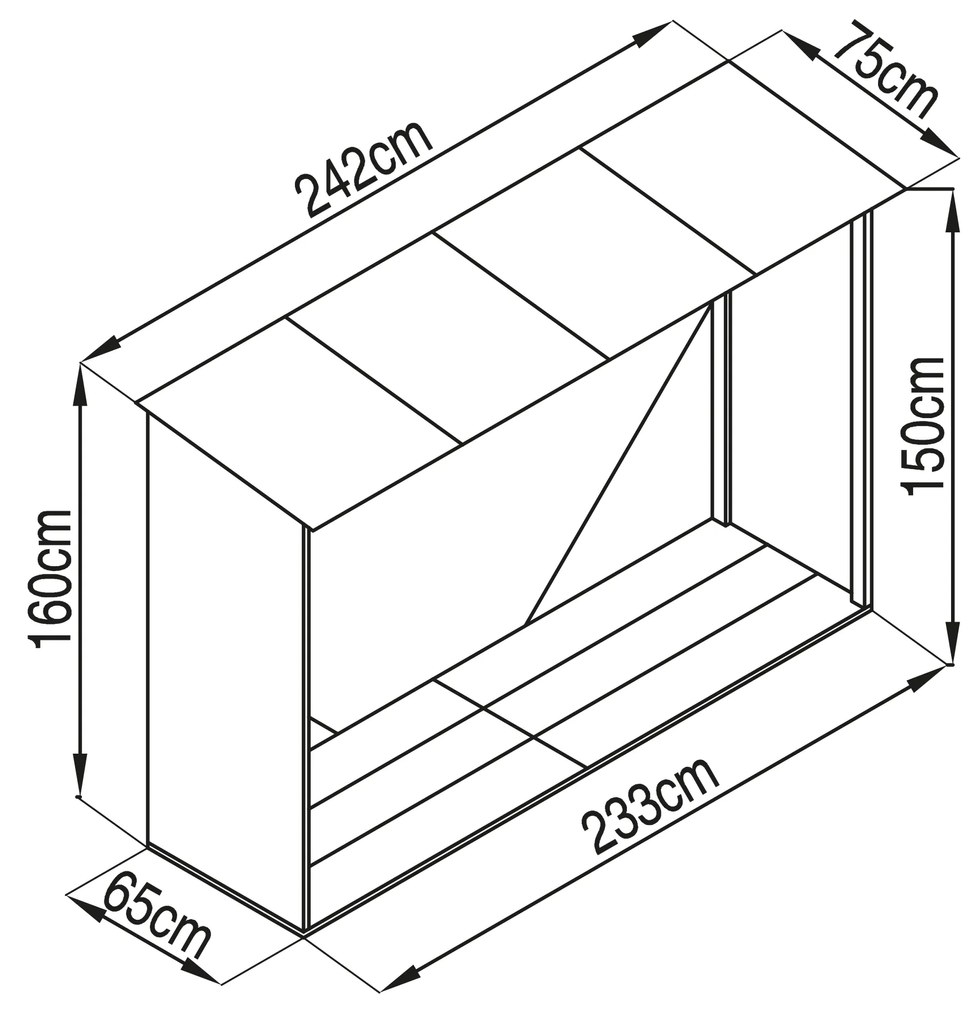 PENTA Přístřešek na dřevo G21 WOH 181 - 242 x 75 cm Barva: Hnědá