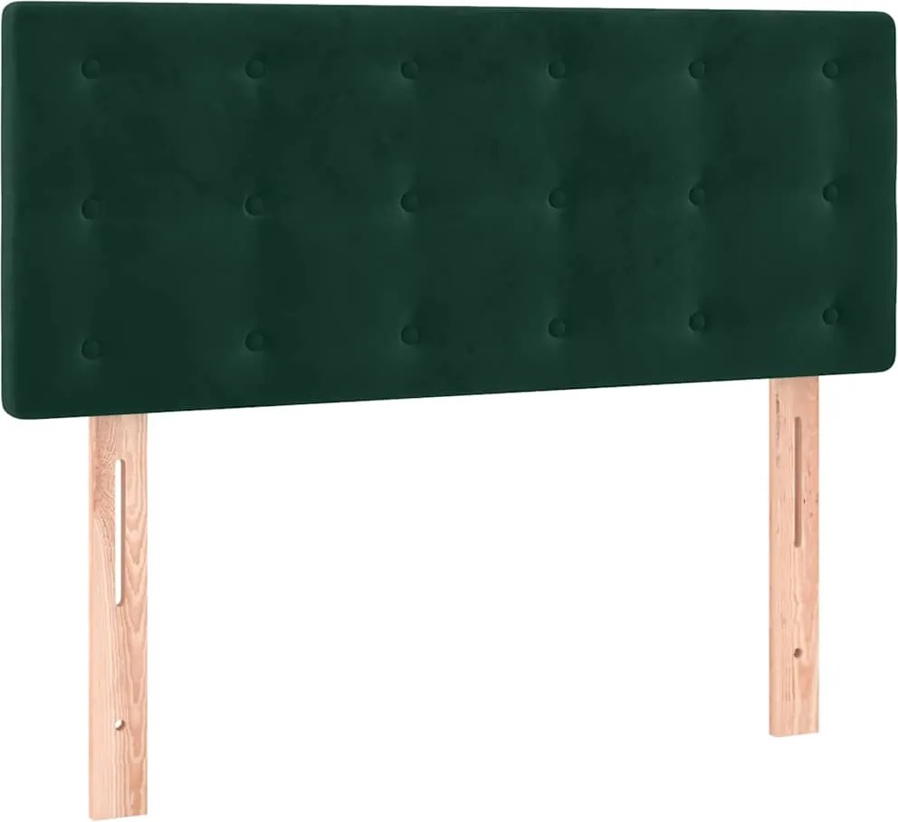 Box spring postel s matrací a LED tmavě zelená 120x200 cm samet 3134636