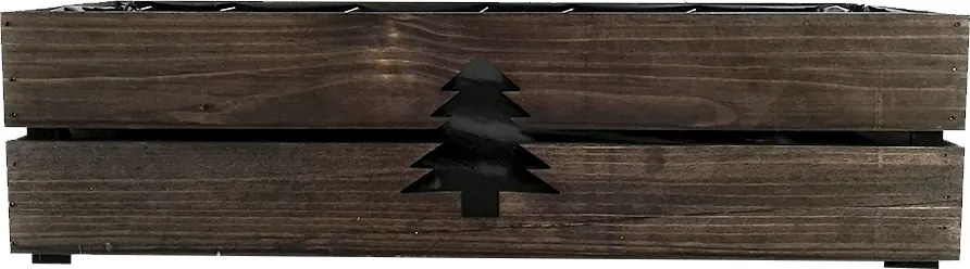 AMADEA Dřevěný vánoční truhlík se stromečkem tmavý, uvnitř s černou fólií, 62x21,5x17cm, český výrobek