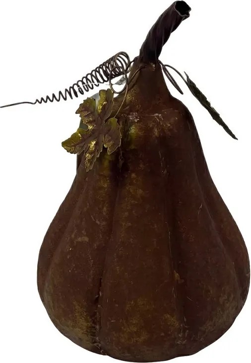 Hnědá antik kovová dekorace dýně Pumpkin Rust - Ø 18*31 cm