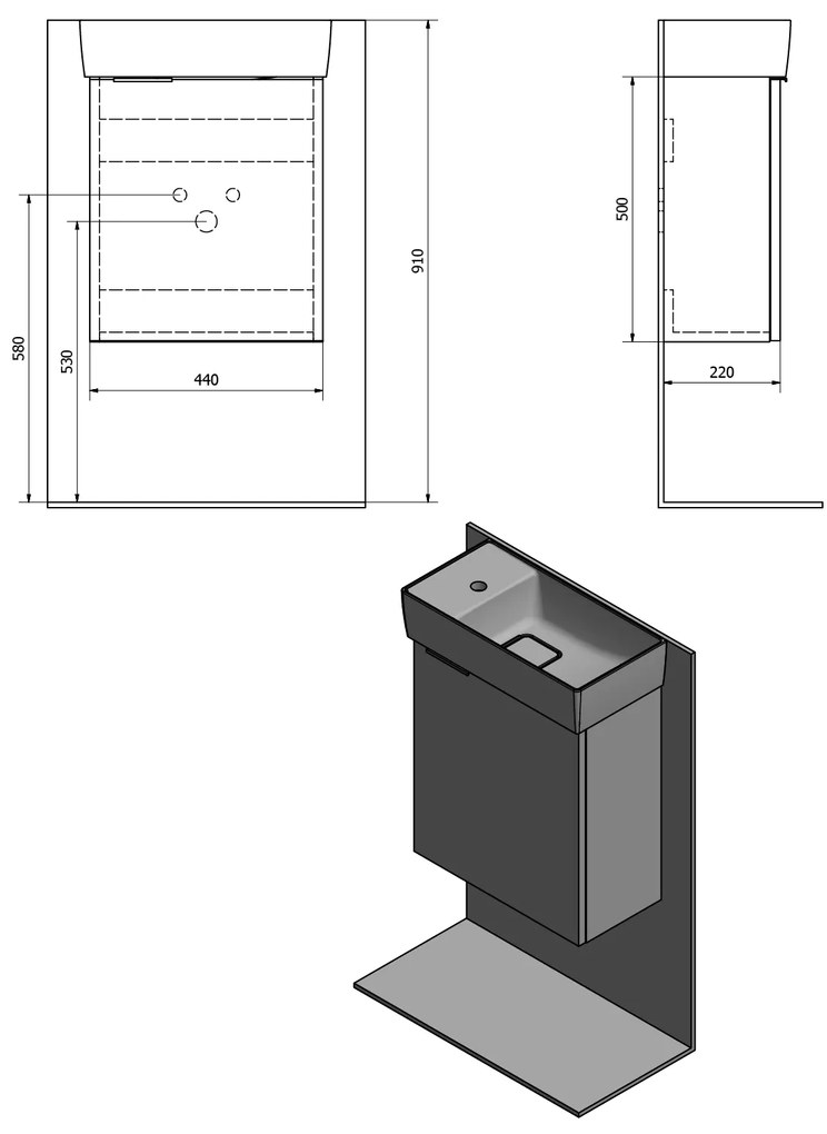 Sapho Sapho, LATUS IX umyvadlová skříňka 44x50x22cm, bílá, LT090-3030